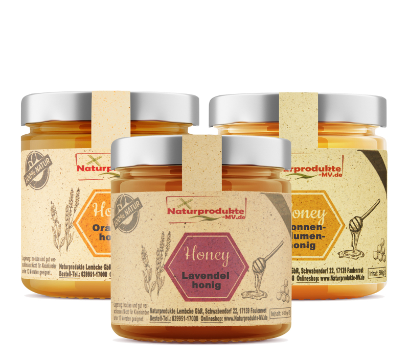 Honig Paket 4: Lavendelhonig (500g), Orangenhonig (500g), Sonnenblume ...