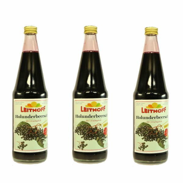 3 Flaschen 100%iger Holundersaft (3x0,7l) Direktsaft Holunder Saft Fl ...
